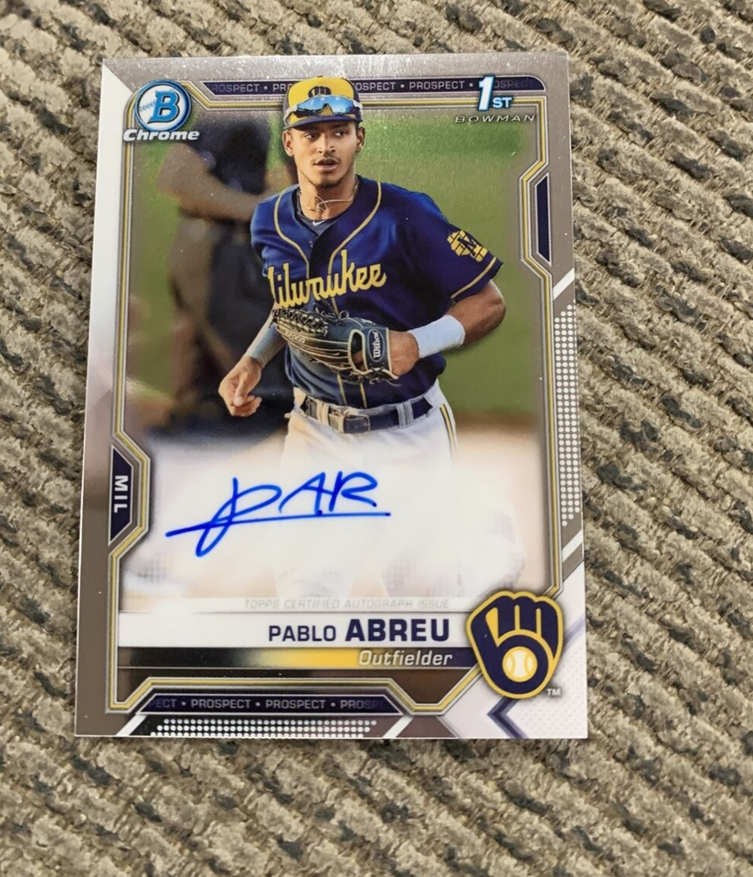 2021 1st Bowman Chrome Auto CPA-PA Pablo Abreu Brewers Autograph 1ST ...