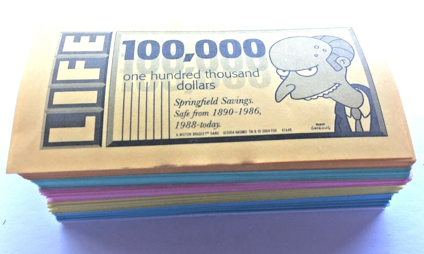 The Game of Life Simpsons Edition 2004 Money Pack Stack Of Cash Notes ...