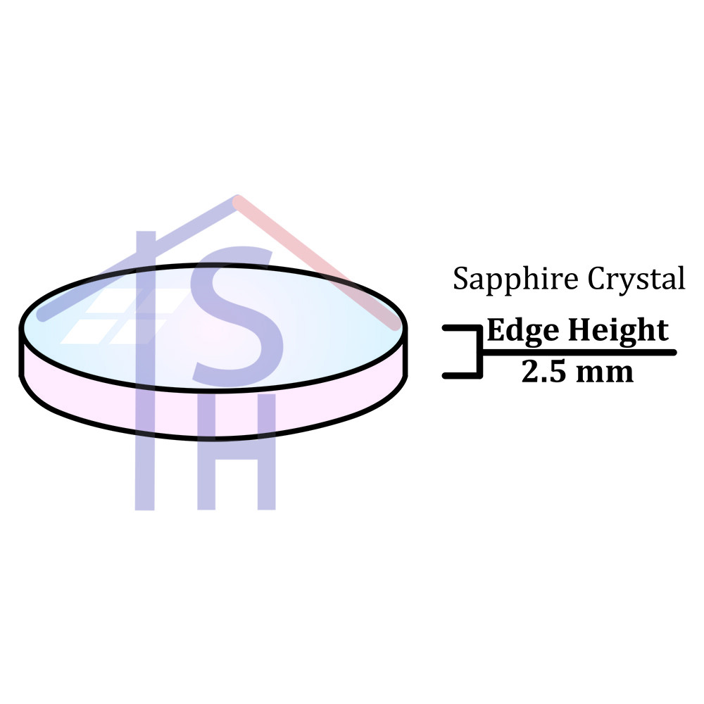 ROUND 2.5 MM THICK FLAT SAPPHIRE CRYSTAL WATCH GLASS REPLACEMENT SIZE ...