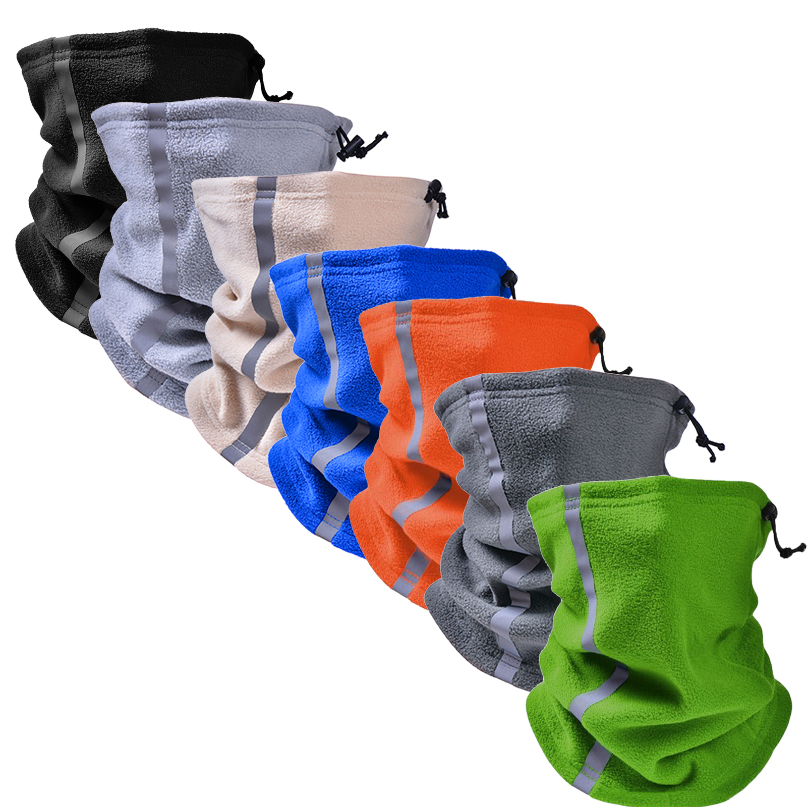 Adjustable Fleece Neck Gaiter Warmer Reflective Safety Face Cover ...