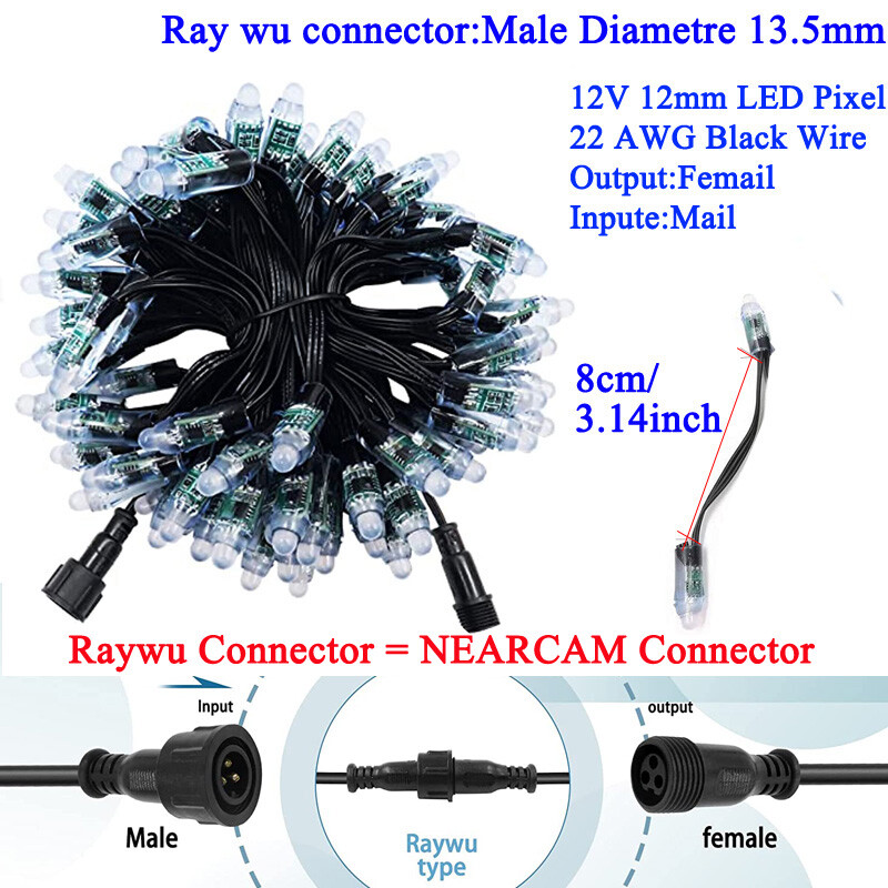 DC12V WS2811 RGB LED Pixels String Lights Individually Addressable 12mm ...