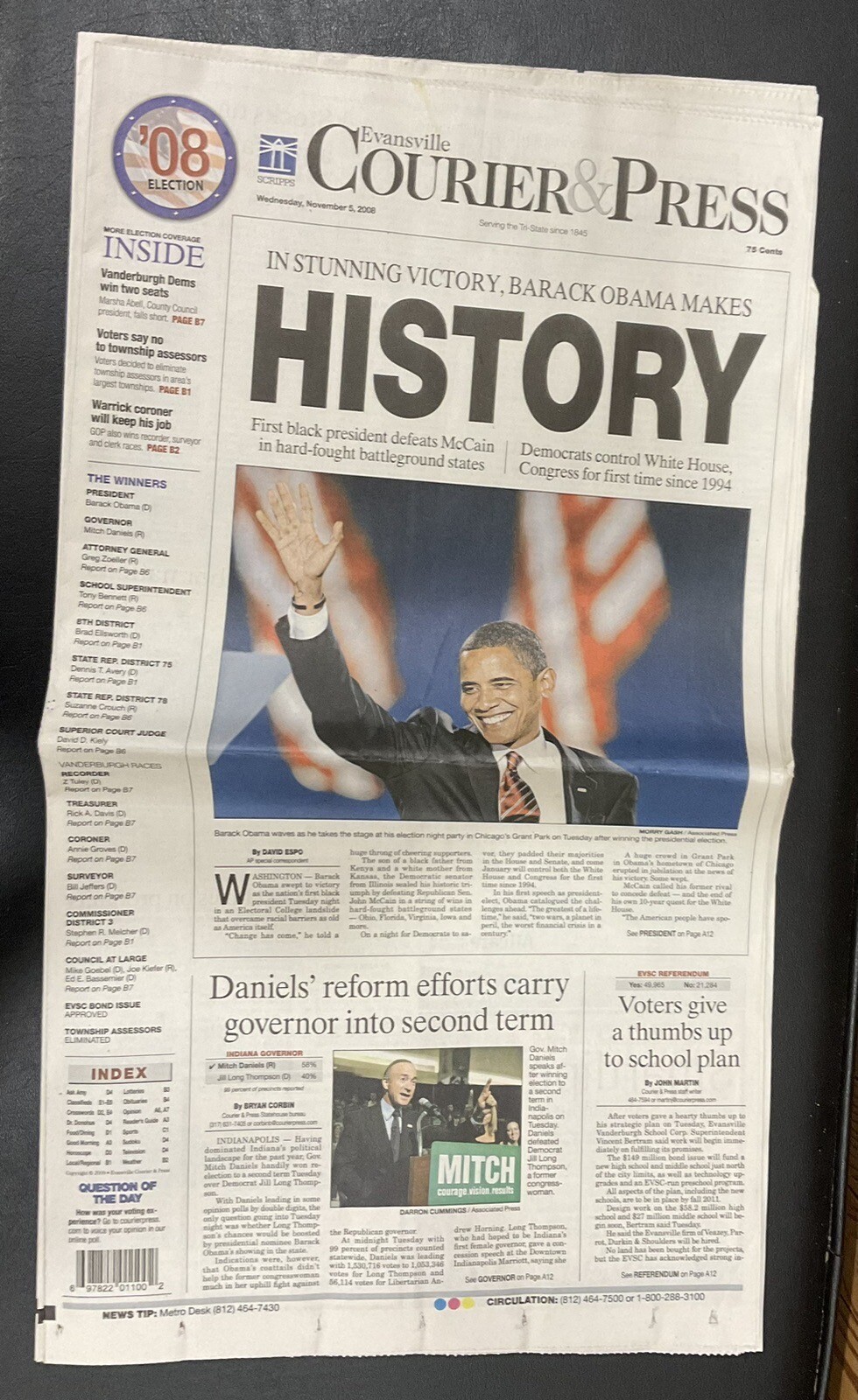 11-5-2008 Newspaper “HISTORY” Obama Wins Presidency | eBay