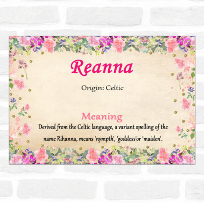 Reanna Name Meaning Floral Certificate | eBay UK