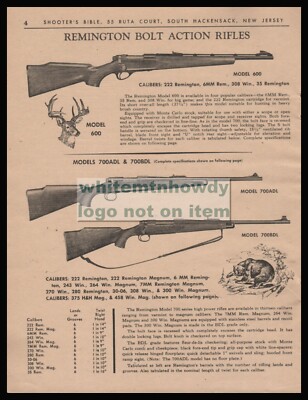 1965 REMINGTON Model 600 700ADL and 700BDL Bolt-Action Rifle PRINT AD ...