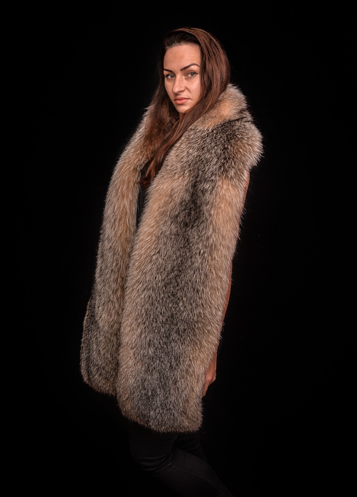 Premium Crystal Fox Fur Double Side Massive Collar Boa Stole Shawl Wrap ...