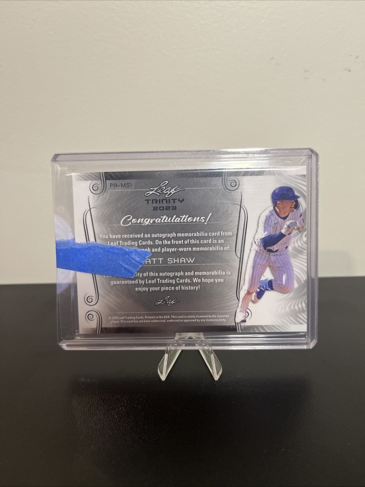 2023 Leaf Trinity Chicago Cubs Matt Shaw Rookie Patch Auto /99 ...