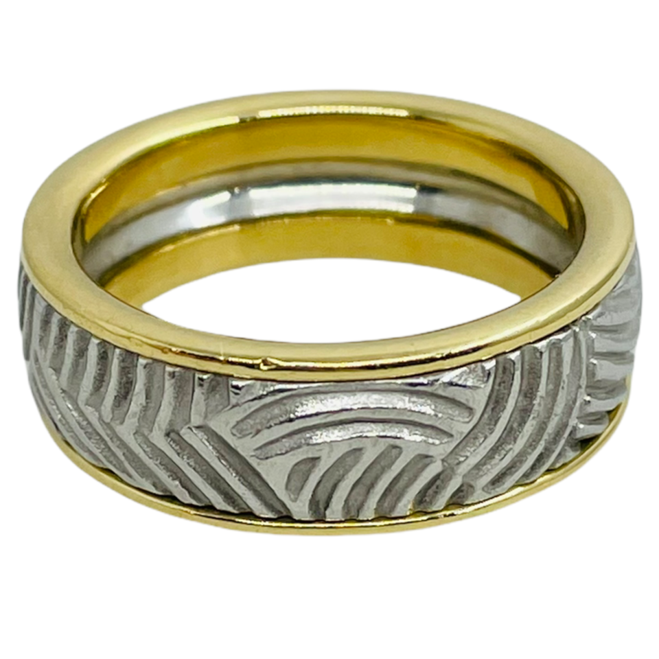 Unknown Hallmark Platinum & 18k Yellow Gold 7.9mm Wedding Band Ring Sz ...