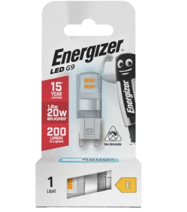 2 x Energizer G9 LED Bulbs Light Lamp 10Yr 2w/20w 200Lumens Daylight ...