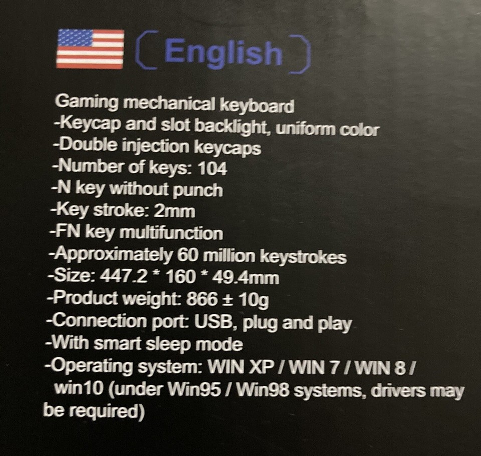 netis K3101 Maratus Mechanical Gaming Keyboard Open Box New LED Backlit ...