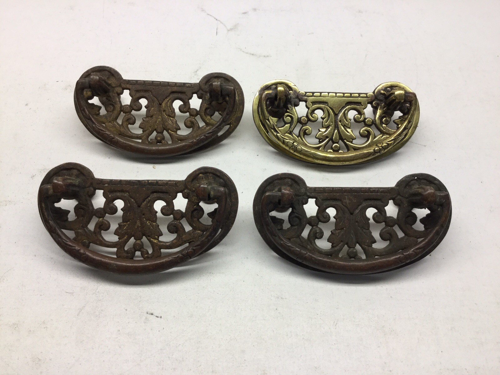 Antique Set Of Four Cast Brass Victorian Drawer Pulls | eBay