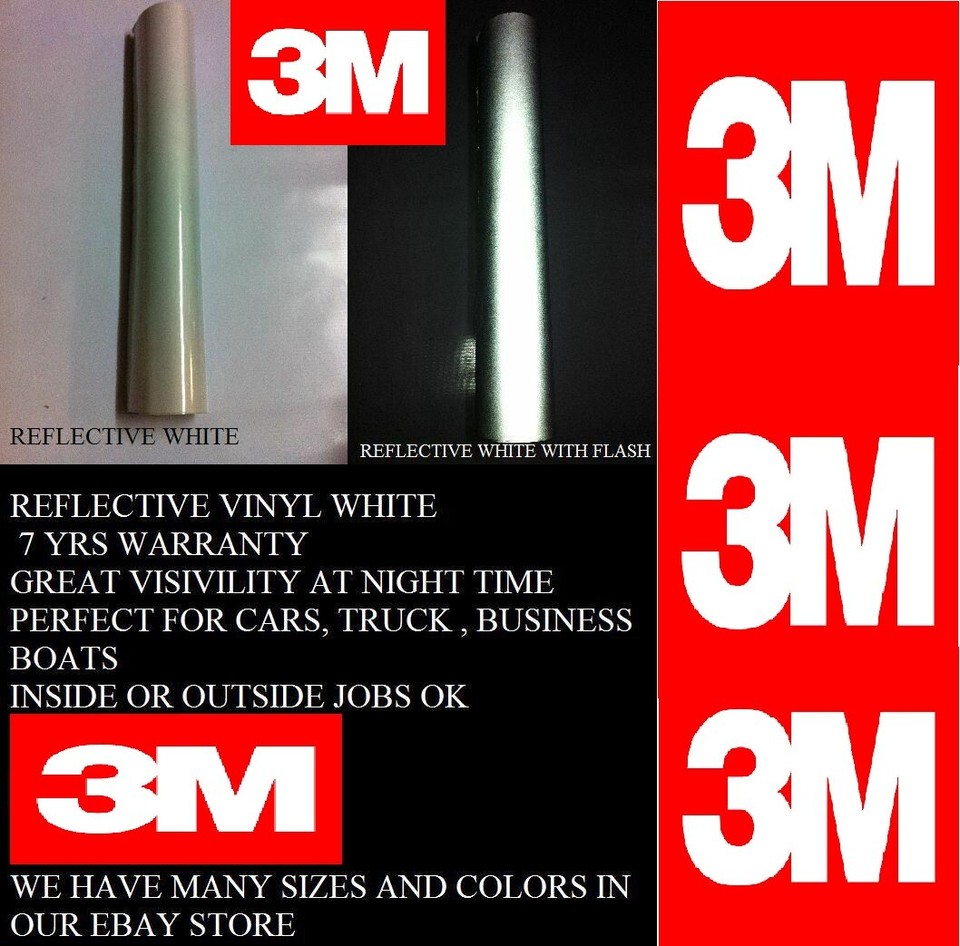 12" x 10 Feet Adhesive backed vinyl Sign 3M White Red Blue Yellow ...