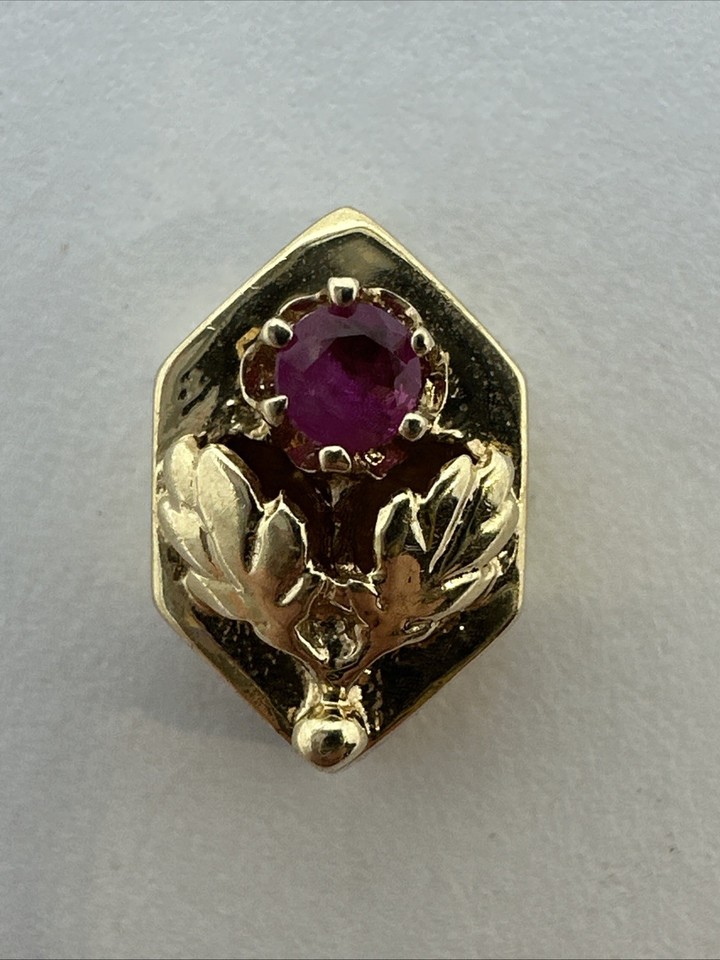 14K Yellow Gold Slide Bracelet Charm, Ruby Flower / Rose Design 1.8 ...