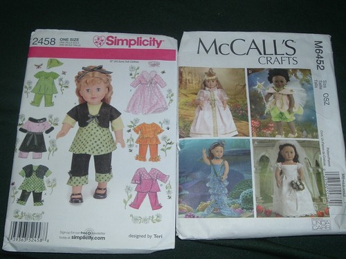 2 Vtg Lot 18" Doll Clothes Simplicity 2458 McCalls 6452 Designer ...