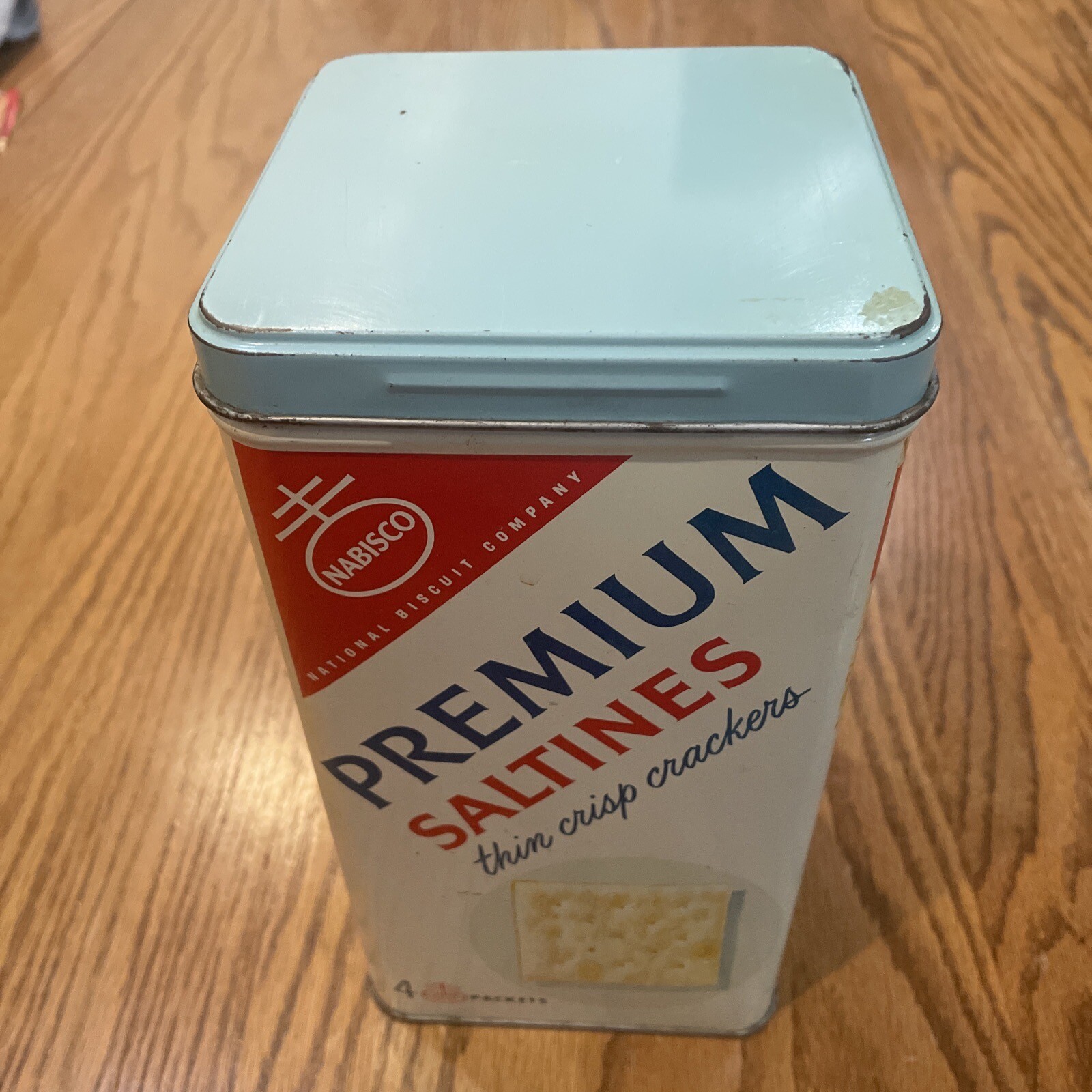 Vintage Nabisco Premium Saltines Cracker Tin 1950s Ad Metal English ...