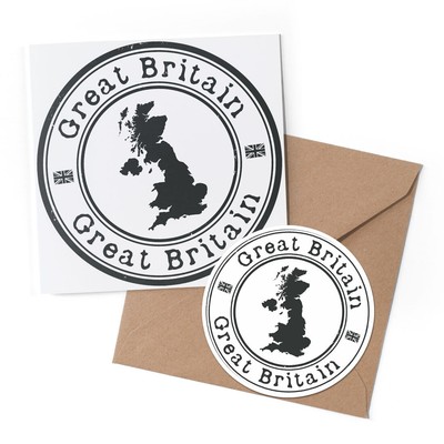 1 x Greeting Card & 10cm Sticker Set - Great Britain UK Map Vinyl #4153 ...
