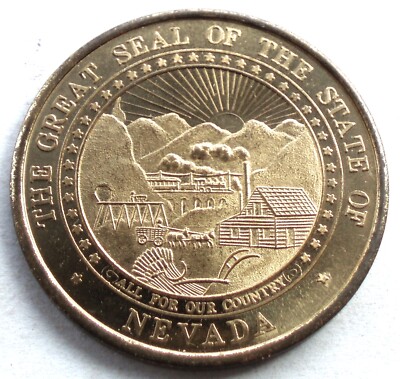 USA, THE GREAT SEAL OF THE STATE OF NEVADA 36th STATE UNC Medal 34mm ...