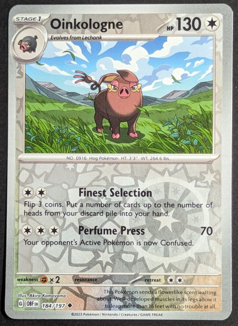 Oinkologne Reverse Holo NM OBF 184/197 Obsidian Flames Pokemon Card | eBay