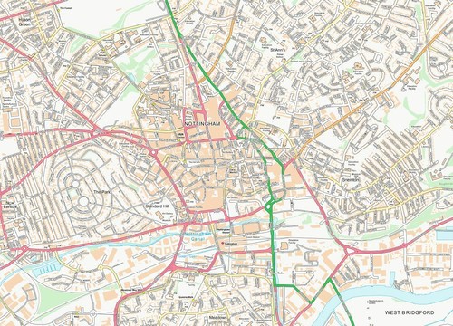 WALL MAP OF NOTTINGHAM - NOTTINGHAM STREET MAP - Street Map Series ...