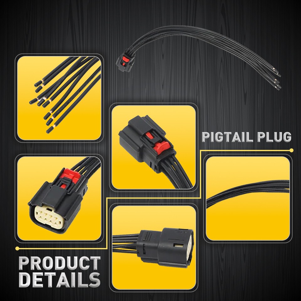 2X Headlight Connector plug Pigtail 6-pin wire 8way For 2016-18 Chevy ...