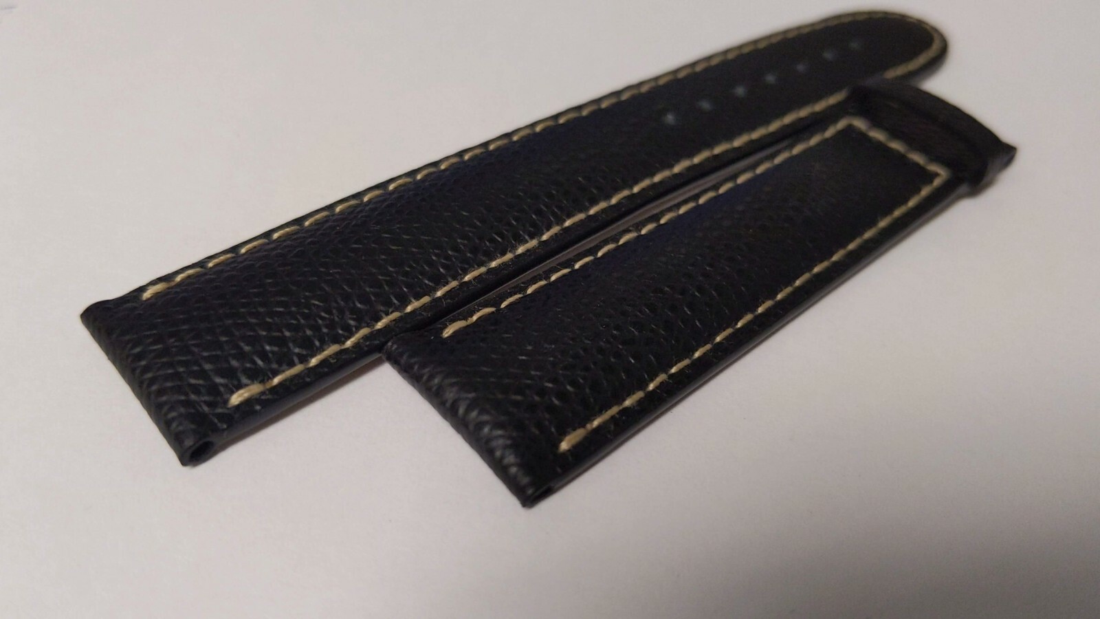 NEW Montblanc Band BLACK WHITE stitch, lizard FOK genuine, NEW. 110mm ...