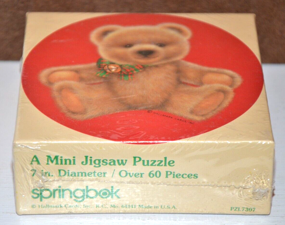 Teddy Ginger Bear Christmas Vtg. Springbok Mini Jigsaw Puzzle 60+ Pcs 7 ...