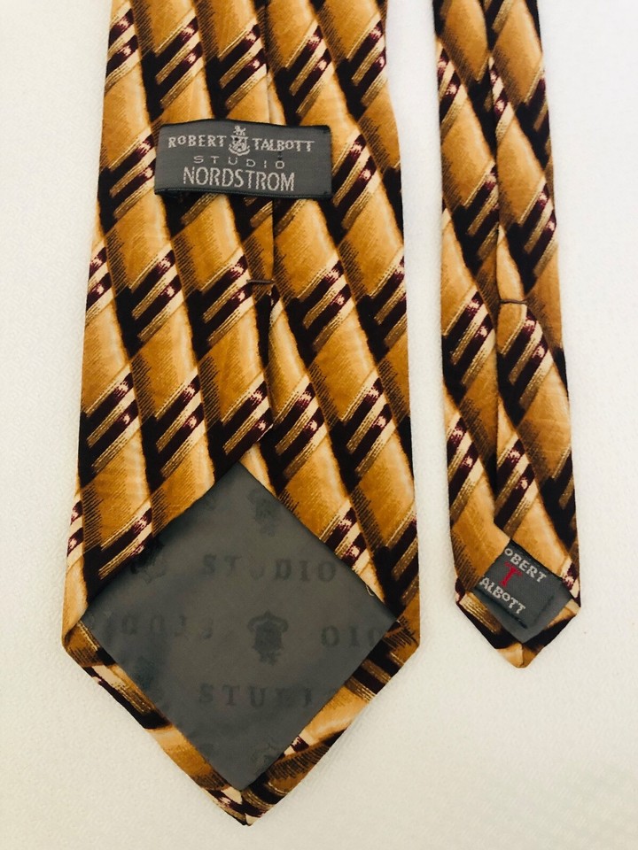 Robert Talbott Studio Handmade Striped Brown Silk Necktie | eBay