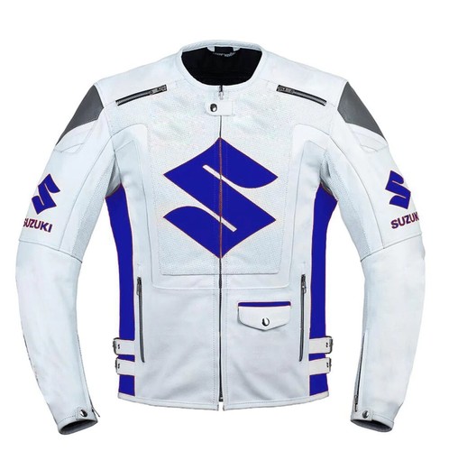Men Suzuki Motorcycle Leather Jacket Motorbike Racing Biker Jacket ...