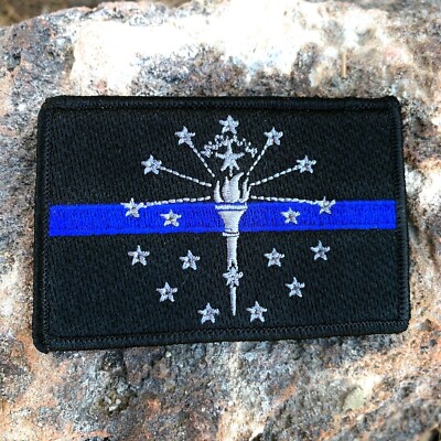 Subdued Thin Blue Line Indiana State Flag Patch, Law Enforcement | eBay
