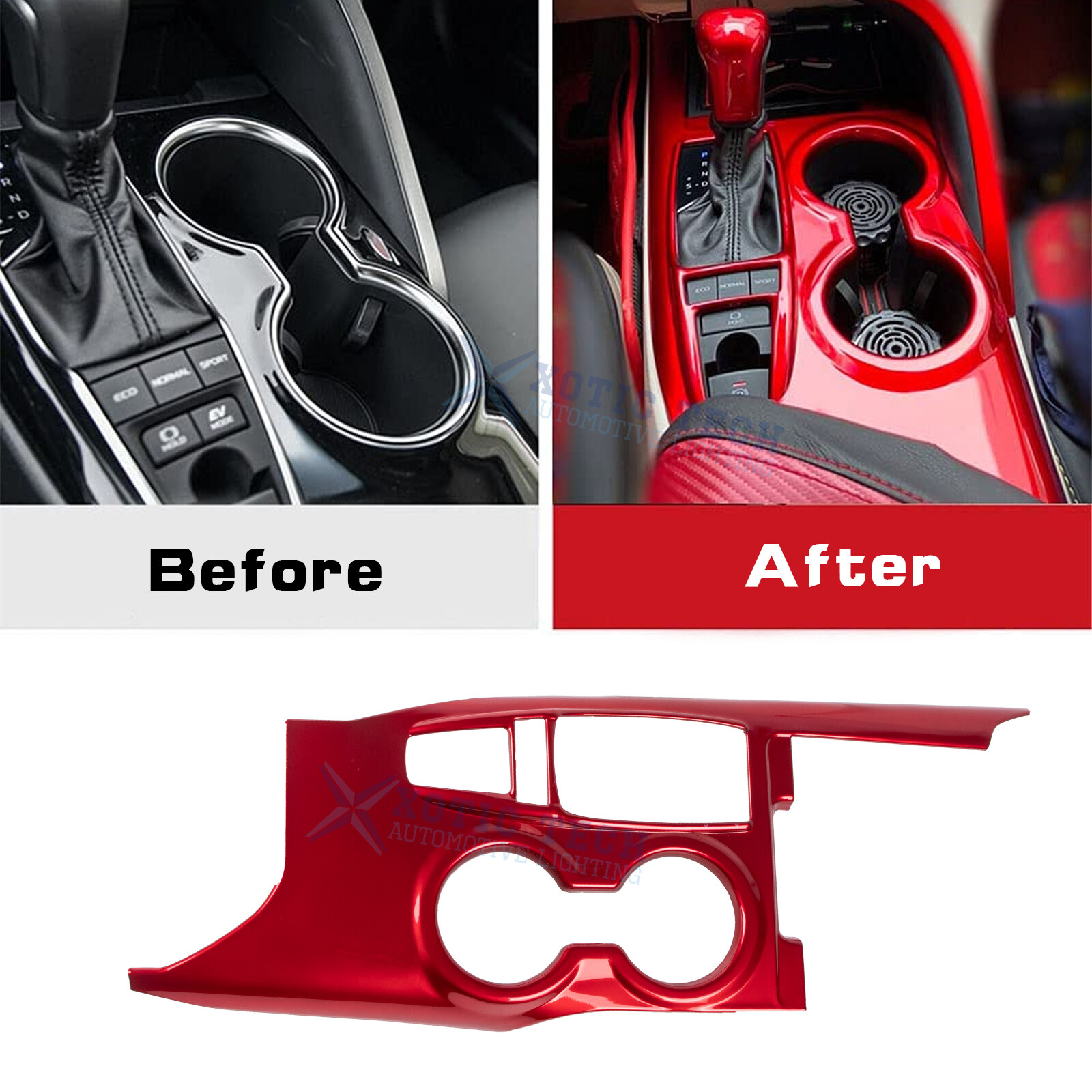 Interior Glossy Red Center Console Overlay Cover Trim For Toyota Camry ...