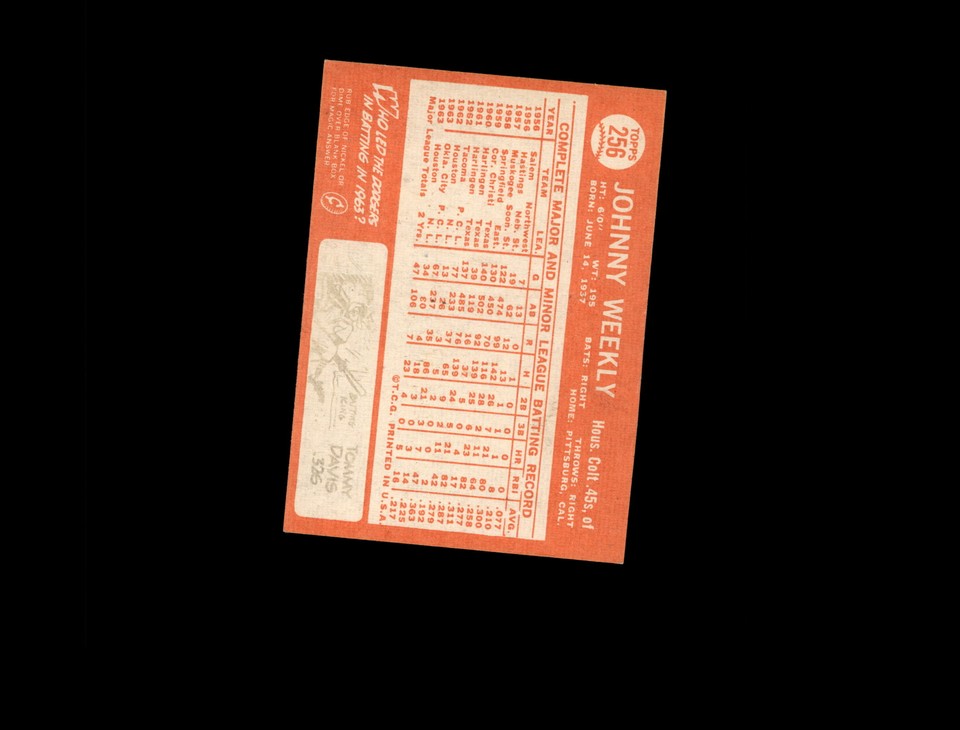 1964 Topps 256 Johnny Weekly EX #D1,199303 | eBay
