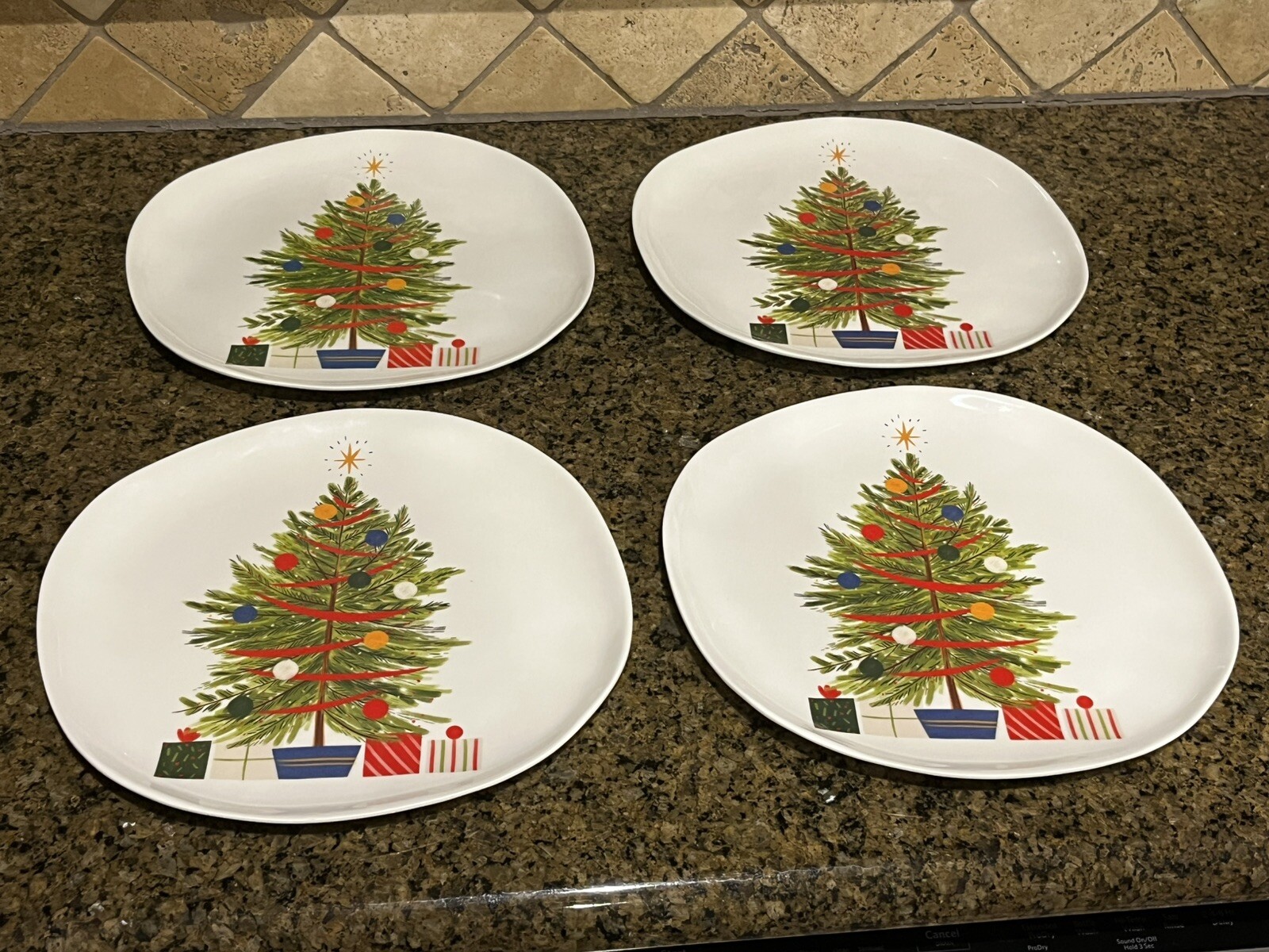 Set Of Four Threshold For Target Melamine Christmas Tree Dinner Plates ...
