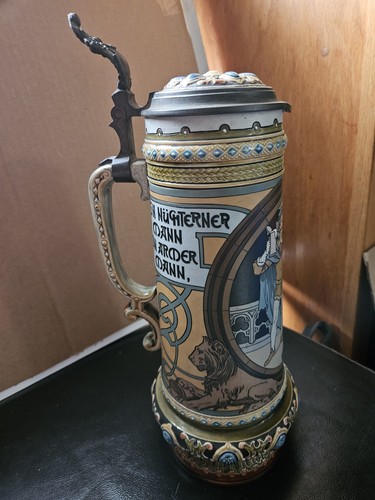 Antique Mettlach beer stein, produced by the German company Villeroy & Boch. | eBay