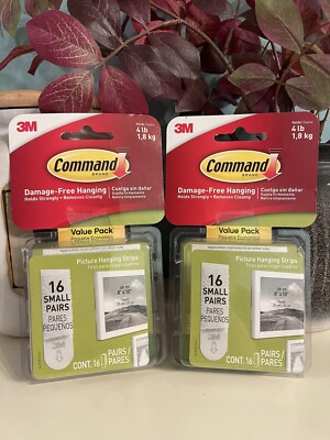 3M Command Brand Picture Hanging Strips Variety - 16 Small Pairs 4lb | eBay