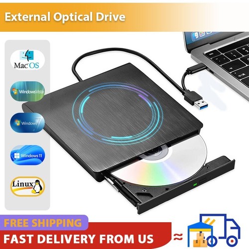 External CD DVD RW Drive USB3.0 Writer Burner Player Optical Drive For ...