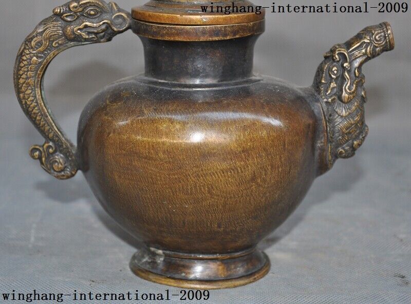 8"Ancient China Chinese collect Bronze animal Dragon statue Wine Tea Pot Flagon | eBay