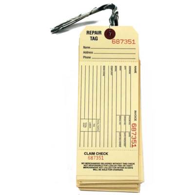Service Repair Ticket Tag Maintenance Paper Tag with Wire and Numbered ...