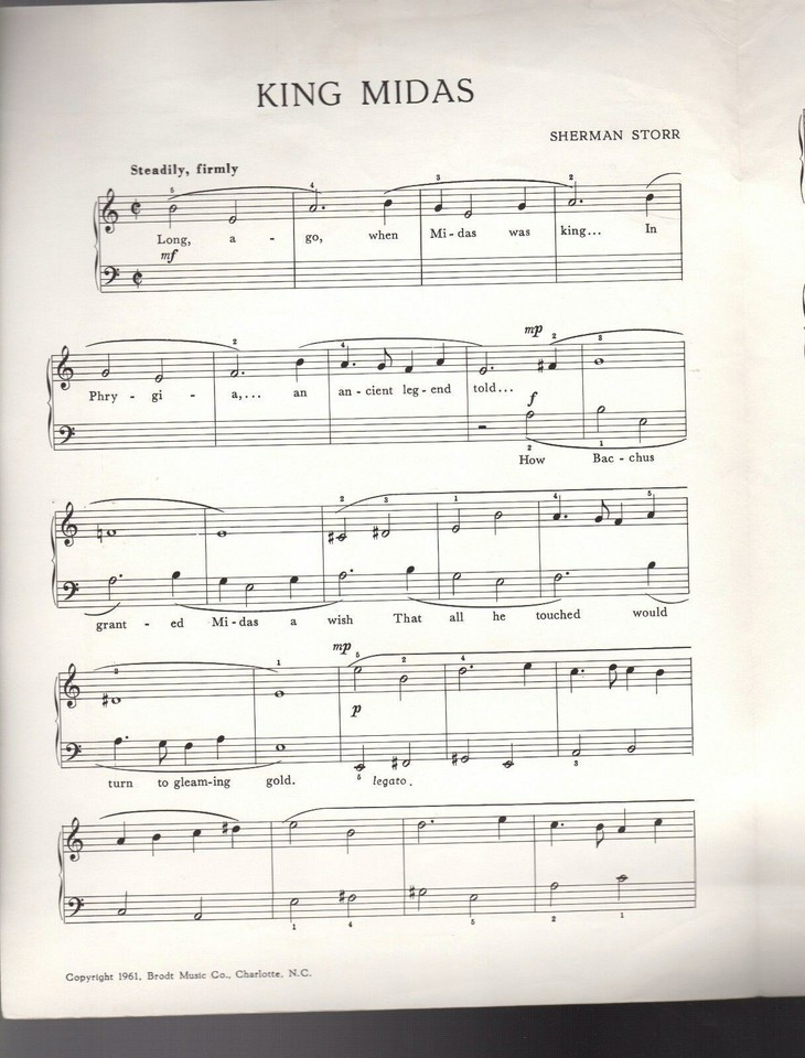 King Midas Sheet Music 1961 | eBay