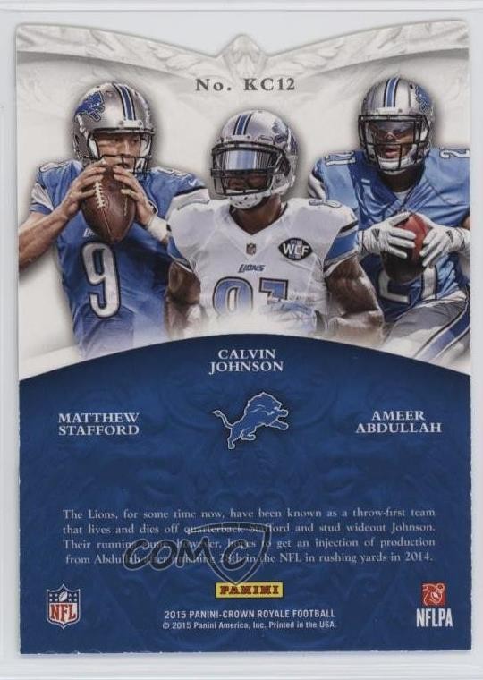 2015 Crown Royale Green Ameer Abdullah Calvin Johnson Matthew Stafford ...