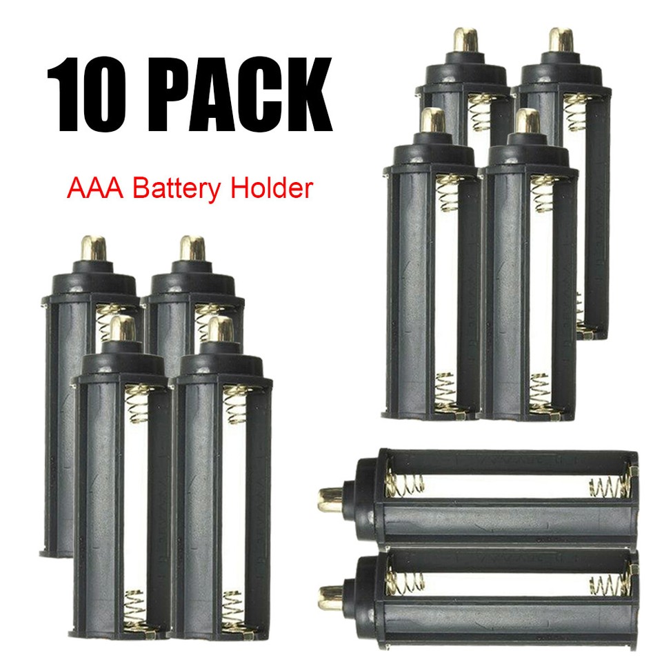 10pc 3 AAA Battery Holder Cylindrical Case Plastic For Flashlight Round ...