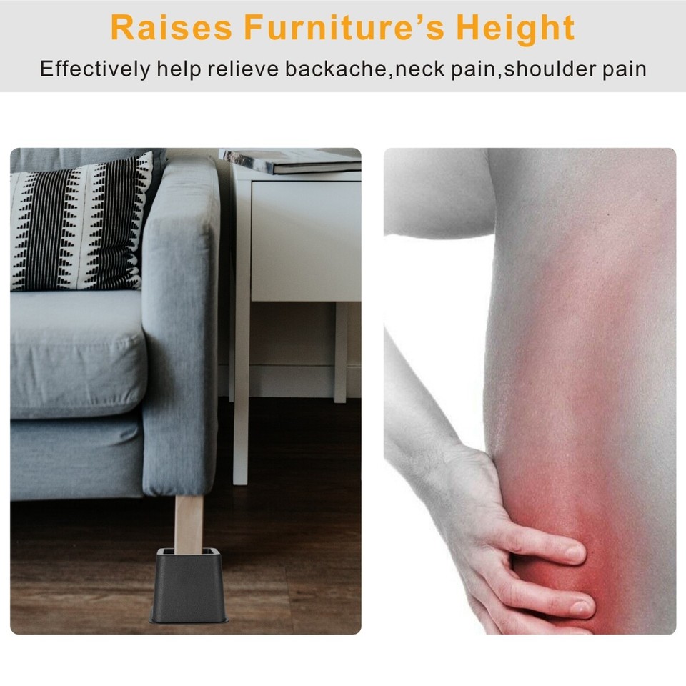 4x Bed Risers Armchair Furniture Table Desk Blocks Elephant Feet Chair ...