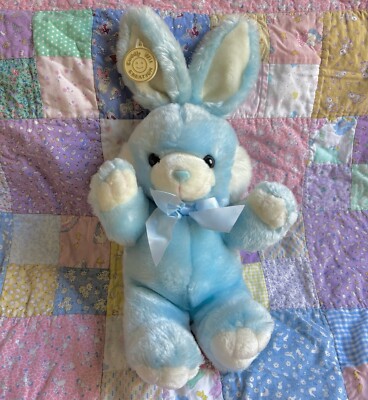 Vintage 90s Cuddle wit Easter Pastel Blue Rabbit Plush Stuffed Animal ...