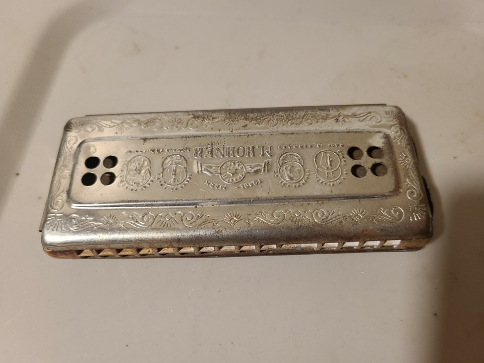 M.Hohner Vtg The Echo Harp Germany Bell Metal Reeds Box Harmonica | eBay