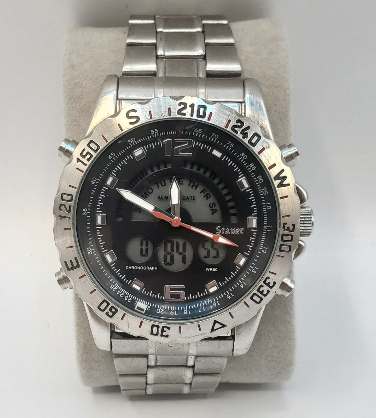 Stauer Men's Chronograph Hybrid Watch WR50 19093 Stainless Steel ...