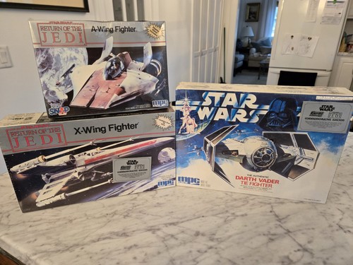 New Sealed 3 MPC Ertl Star Wars Models A Wing, X Wing & Darth Vader Tie ...