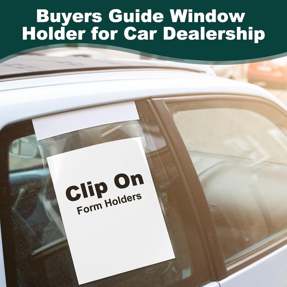 50-Pack Clip-On Window Form Holders, 9x13 Clear Plastic Sleeves for ...