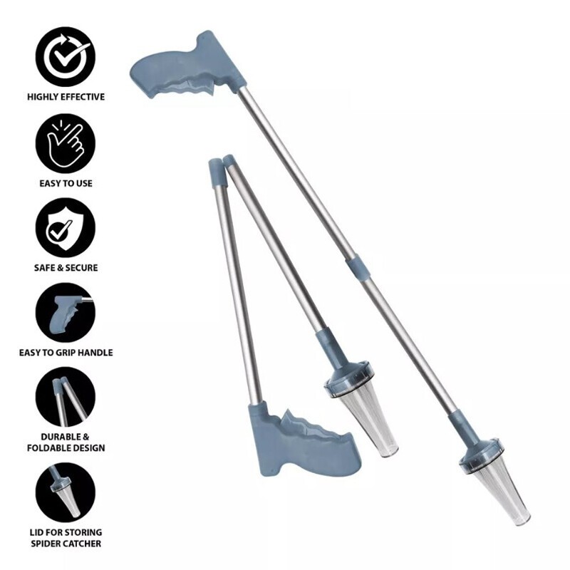 Spider Catcher Pest Trap 83cm Long Handle Foldable Humane Insect Bug ...