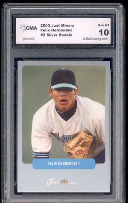 2004 Felix Hernandez Just Minors Featured Silver Rookie Gem Mint 10 #12 ...