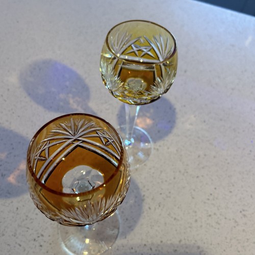 NACHTMANN TRAUBE CRYSTAL Tall Hock Grape Wine Goblet 2 Glasses Orange ...