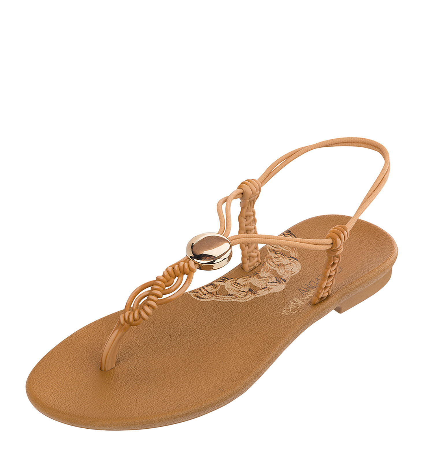 Grendha NEW Macrame tan gold t strap flat fashion sandals sizes UK 3-9 ...