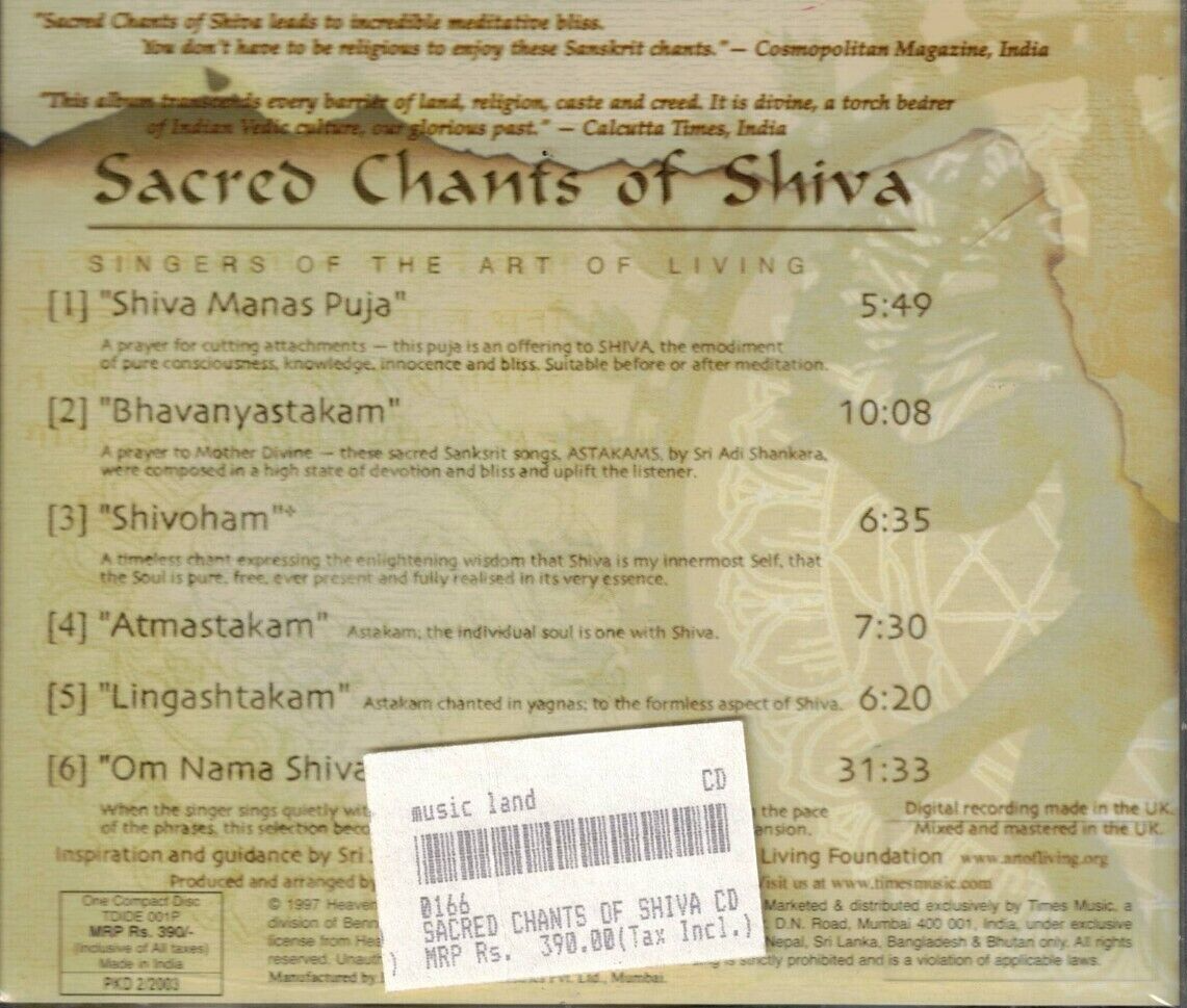 Sacred chants of Shiva / singers of the art of living - Devotional [Cd ...